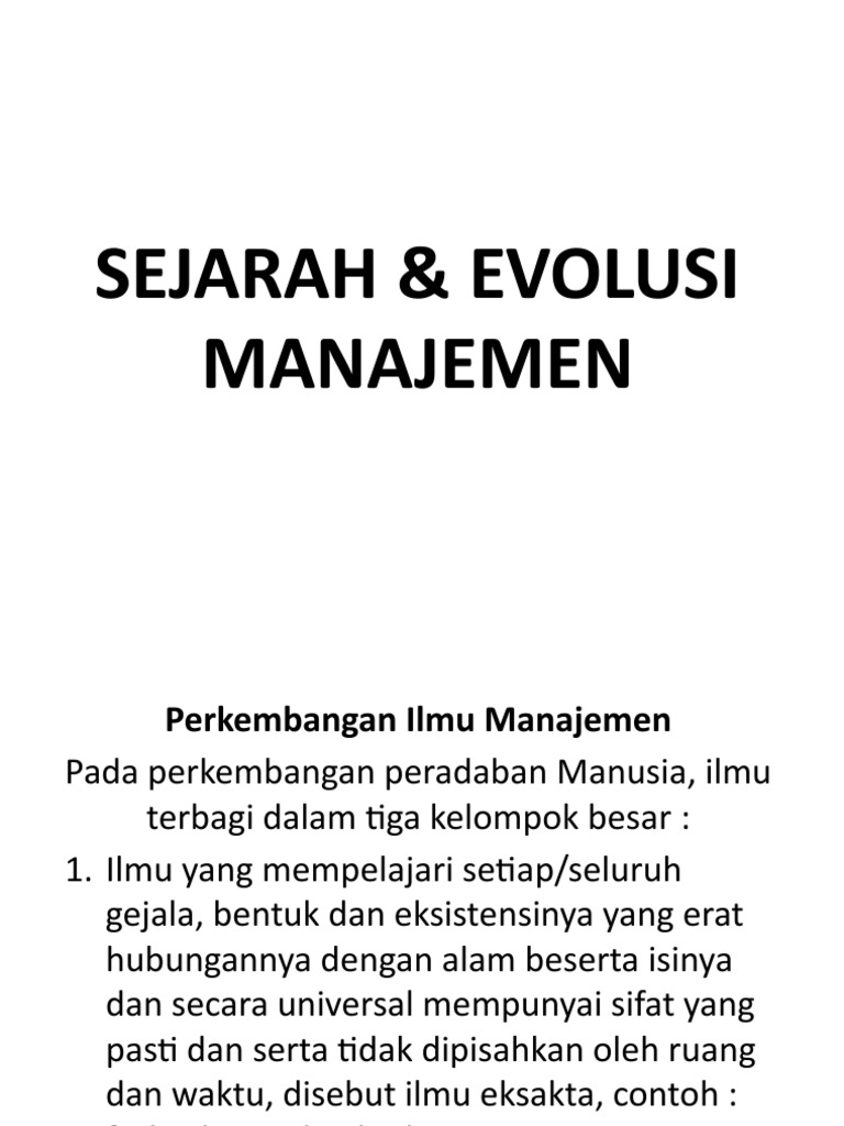 Sejarah Dan Evolusi Mamajemen | PDF