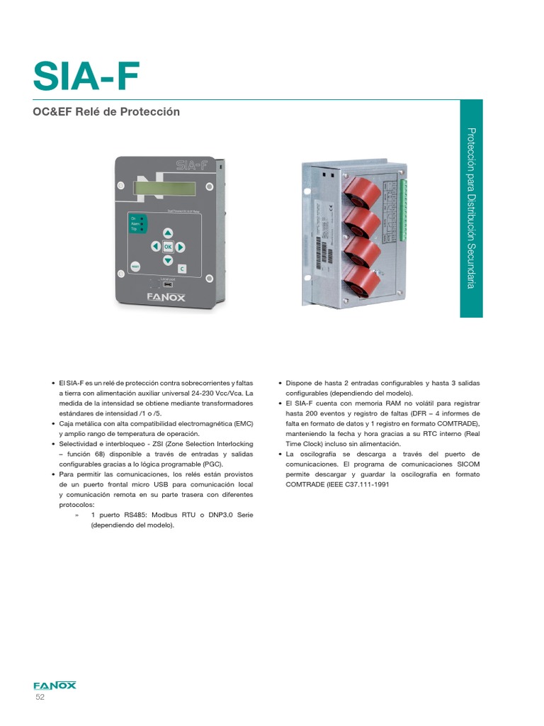 ES FANOX DATA SIAF CeldasSF6EncapsuladoMetalic RelesProteccion R07 | PDF