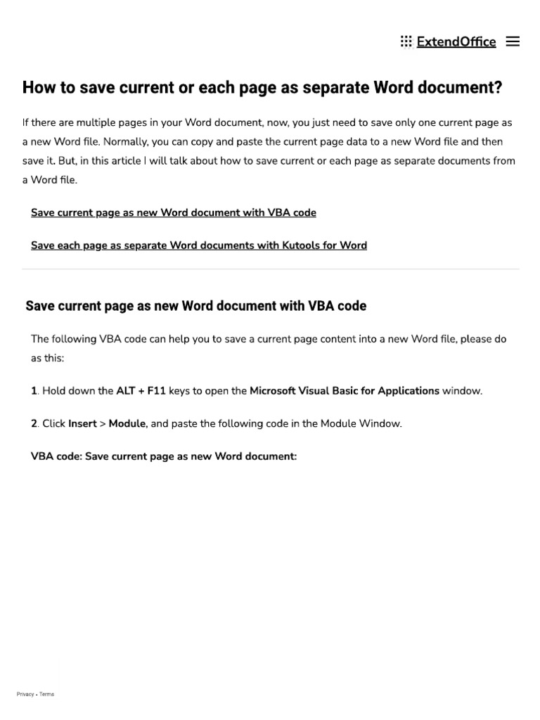 How To Save Current Word Document Separate | PDF