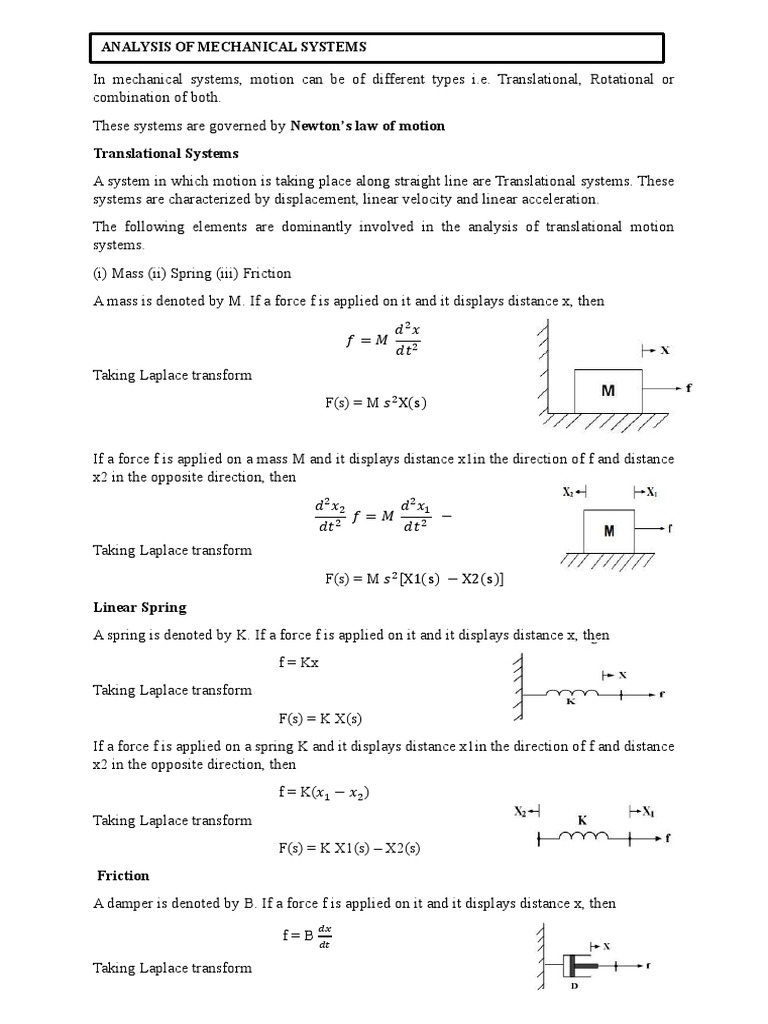 Analysis of Mechanical Systems | PDF | Inductance | Force