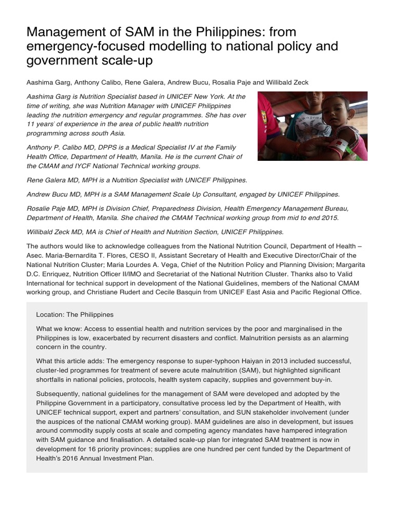 Management of Severe Acute Malnutrition in The Philippines Under 5 | PDF