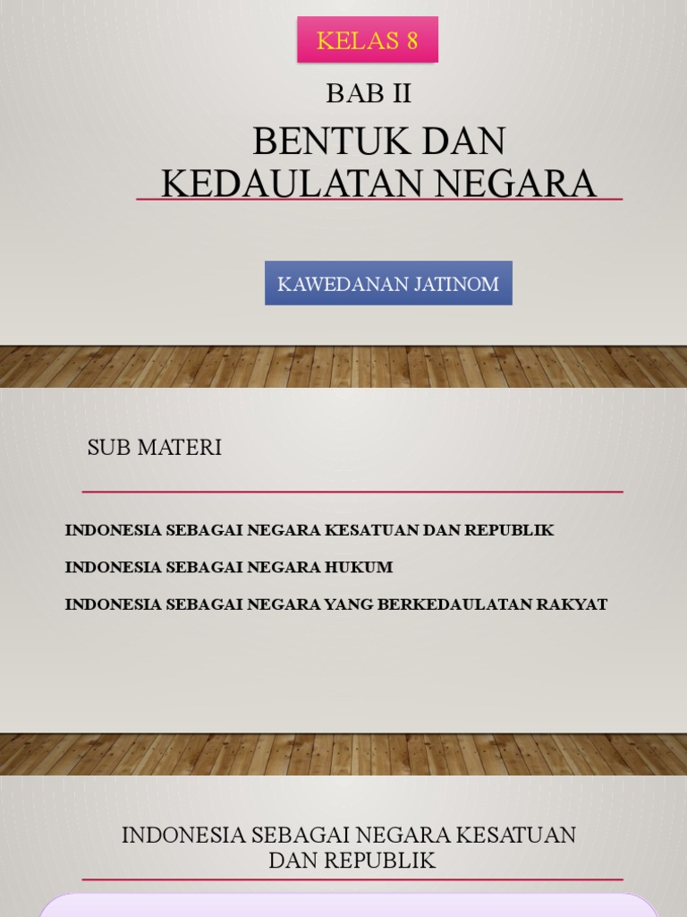 KW Jatinom Kls 8 Bab 2 Bentuk Dan Kedaulatan Negara | PDF