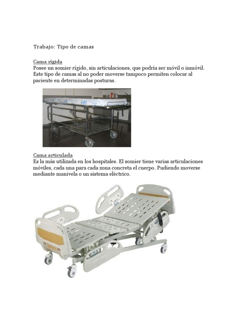 Tipos de camas hospitalarias y su uso | PDF | Hospital