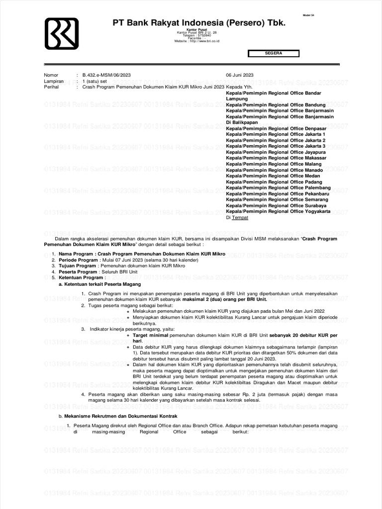 Crash Program Pemenuhan Dokumen Klaim KUR Mikro | PDF