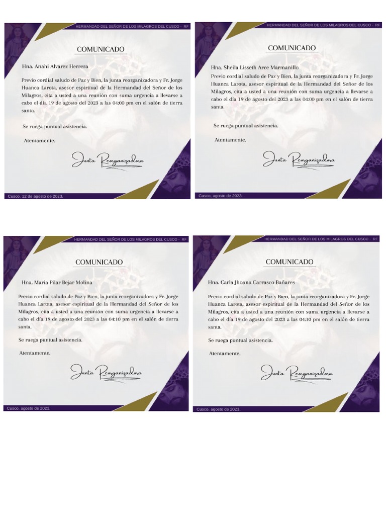 Comunicados Hermandad | PDF