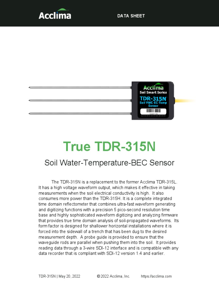 TDR-315N Soil Sensor Data Sheet | PDF | Electrostatic Discharge ...