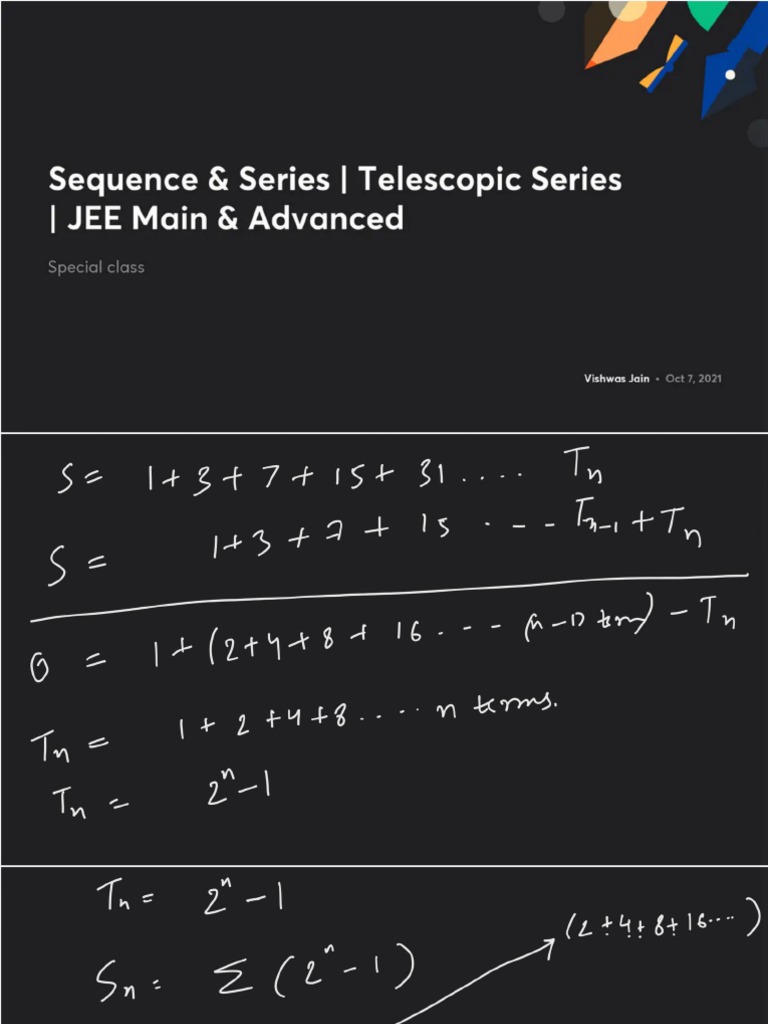 Sequence Series Telescopic Series JEE Main Advanced With Anno | PDF