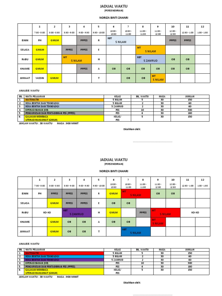 JADUAL WAKTU Pss | PDF