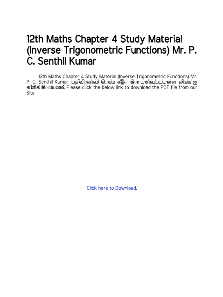 12th Maths Chapter 4 Study Material (Inverse Trigonometric Functions ... 12th Maths Chapter 4 Study Material (Inverse Trigonometric Functions ...