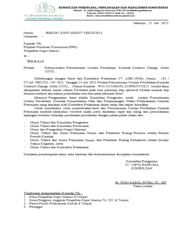 Surat Rekomendasi Cco | PDF