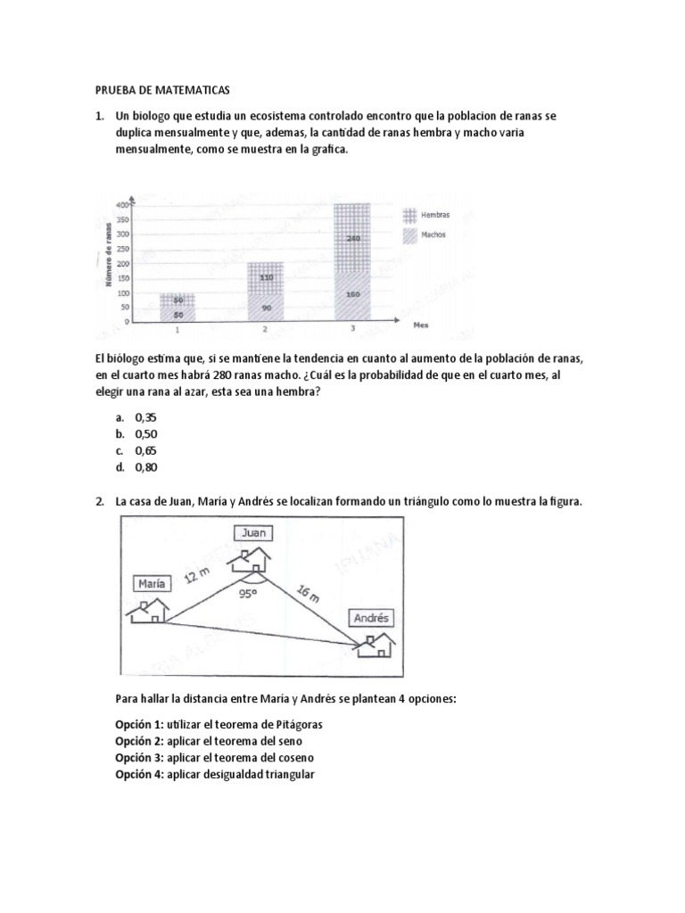 Prueba de Matematicas Decimo 10 | PDF