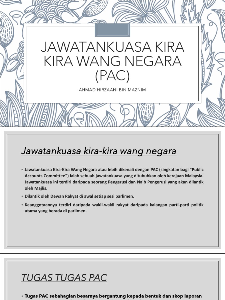 Jawatankuasa Kira Kira Wang Negara (PAC) : Ahmad Hirzaani Bin Maznim | PDF