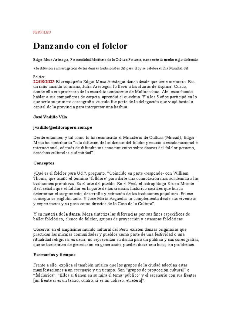 Modelo Noticia Informativa | Descargar gratis PDF | Folklore | Perú