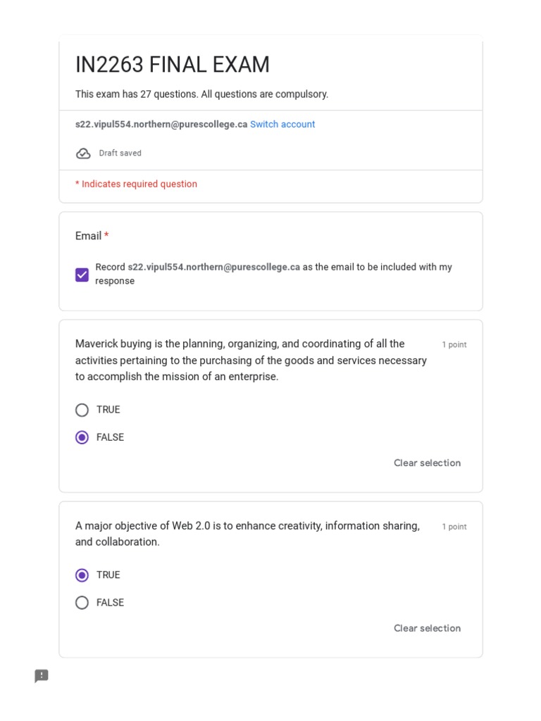 In2263 Final Exam | PDF
