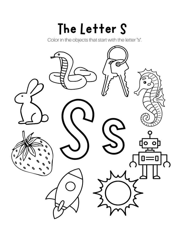 S - Beginning Sounds Coloring Worksheet | PDF