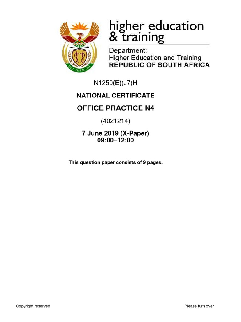 N1240-OFFICE-PRACTICE-N4-QP-JUNE-2019_ADall | PDF | Question