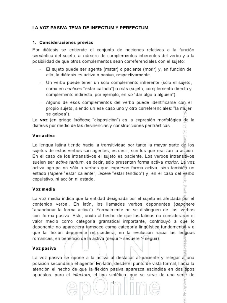 Copia de 3. La Voz Pasiva Tema de Infectum y Perfectum de Subjuntivo ...