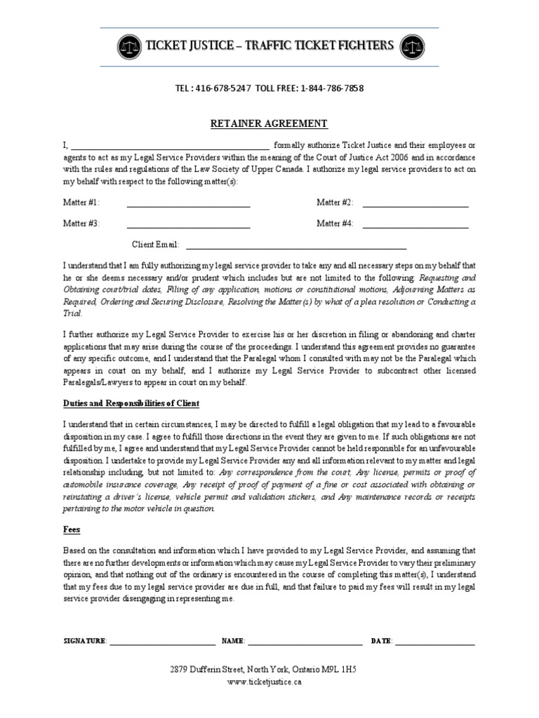 Retainer Agreement | PDF | Business | Finance & Money Management