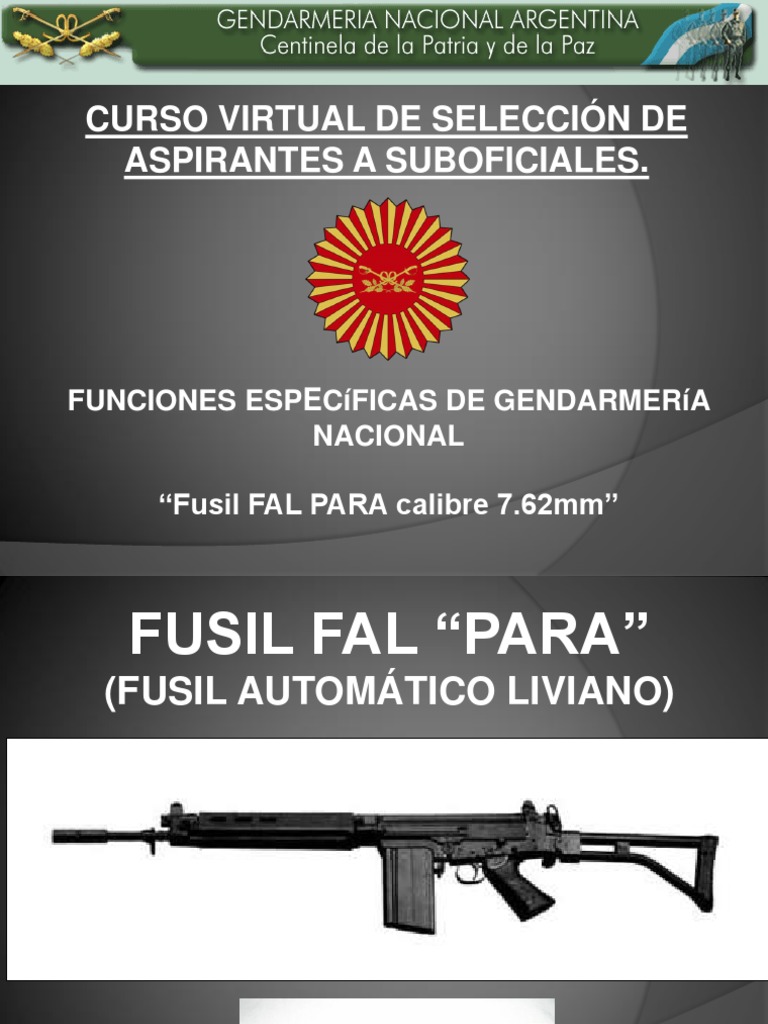 Características del Fusil FAL 7.62 mm | PDF | Rifle | Revista (armas de ...