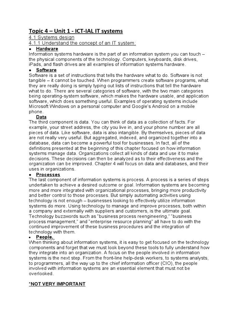 Topic 4 UNIT 1 ICT | PDF