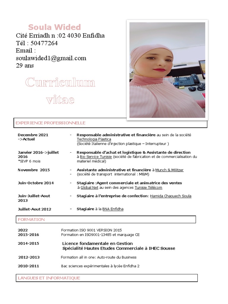 CV Wided Soula 2 | PDF
