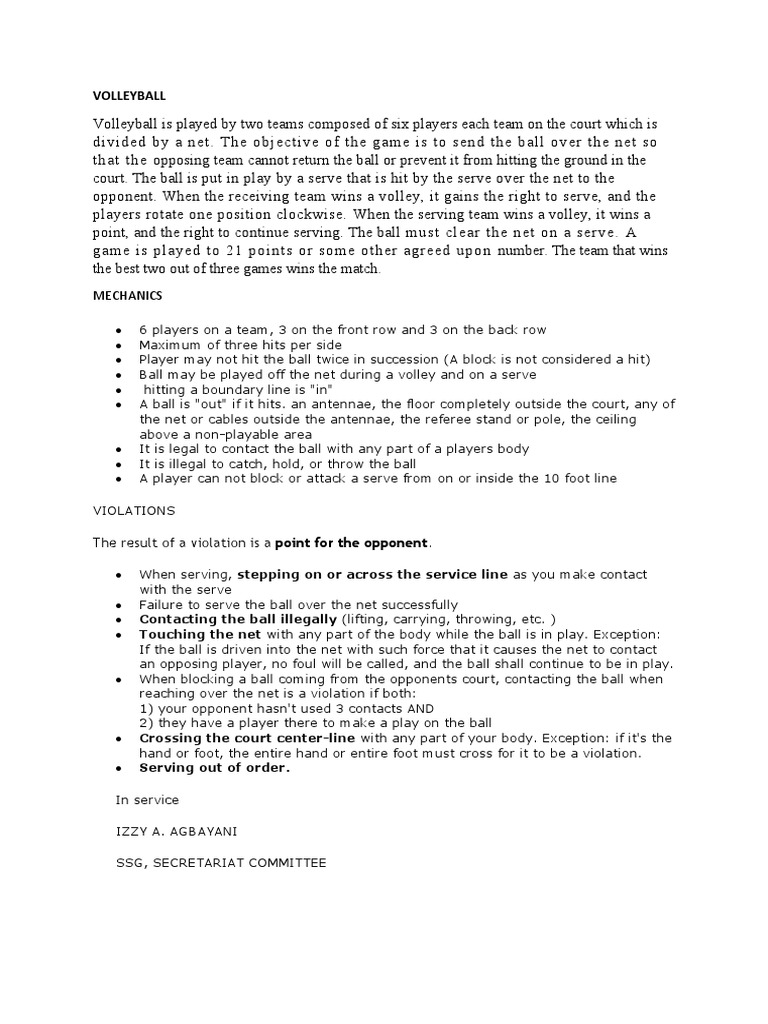 Volleyball Mechanics | PDF