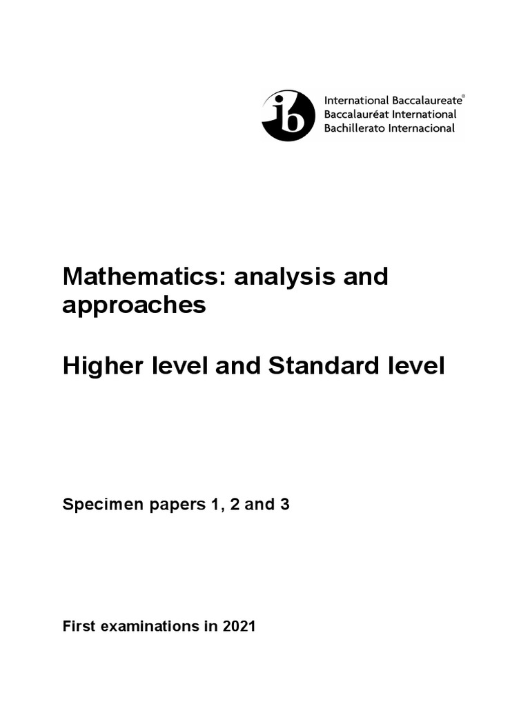 IB Math AA Specimen Papers 2021 | PDF | Mathematical Relations ...