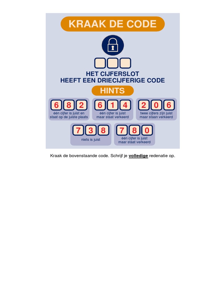 Kraak de Code - Code Van 3 Cijfers | PDF