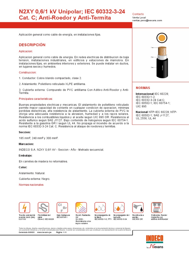 Nexans - N2XY 0 6 1 KV Unipolar IEC 60... | PDF