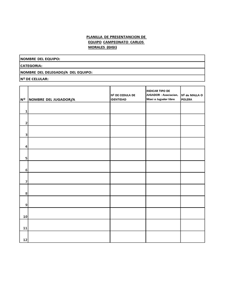 Planilla de Inscripcion | PDF