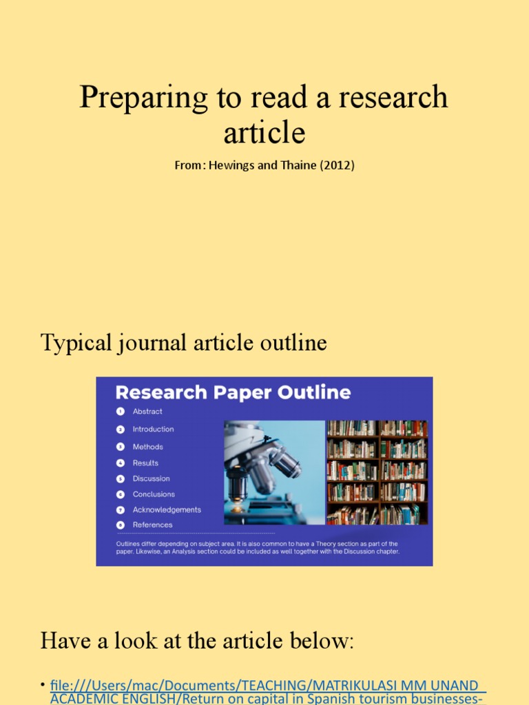#2 - Preparing To Read A Research Article and Writing Summaries From ...