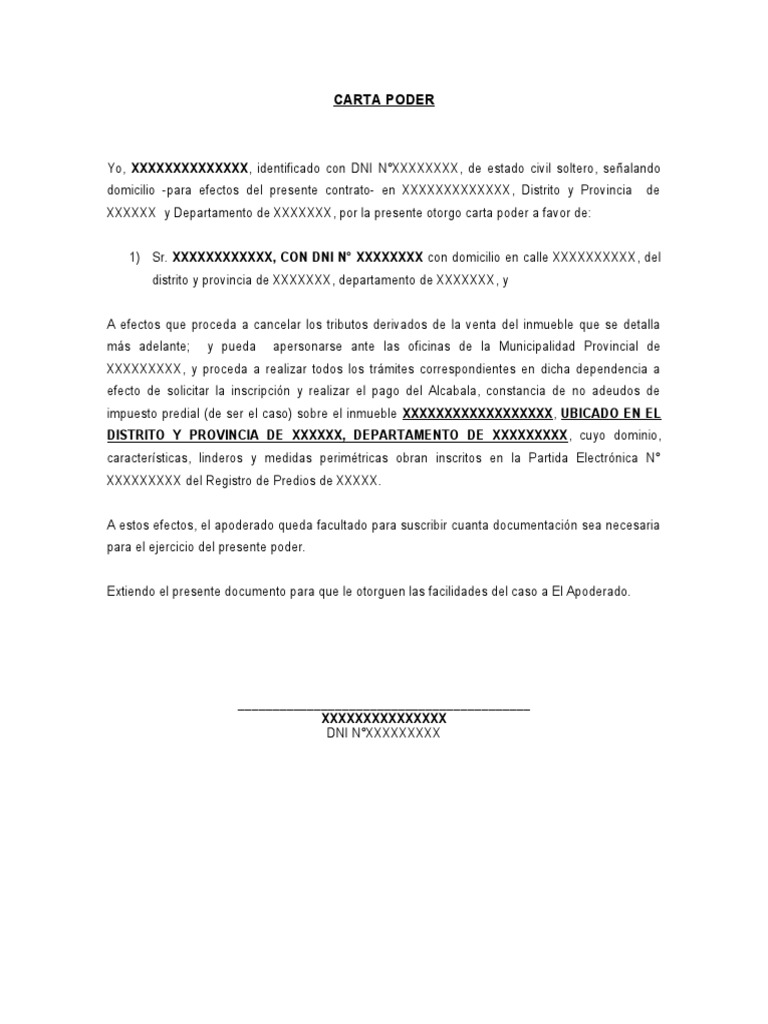 Carta Poder - Pagos Municipales | PDF