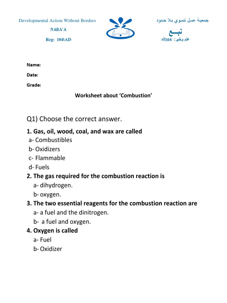 Grade 7 Chemistry Worksheet 3 1 | PDF | Combustion | Industrial Gases
