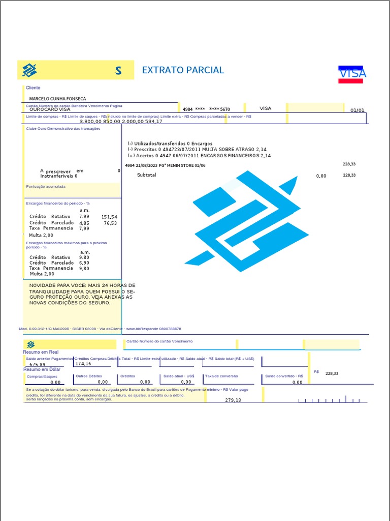 Fatura BB Editavel Extrato | PDF