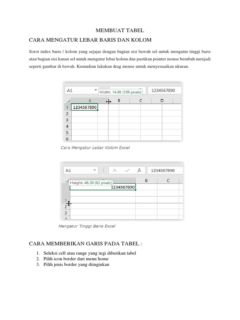 Panduan Mengatur Tabel di Excel | PDF