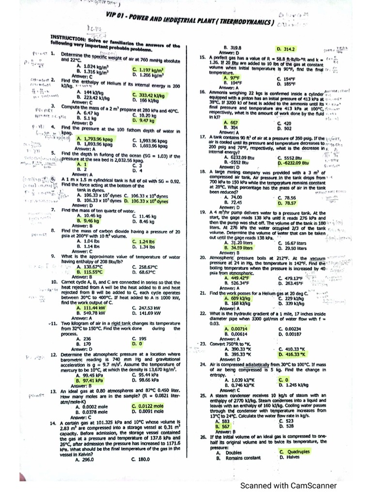 Thermodynamics Problem Solving. | PDF