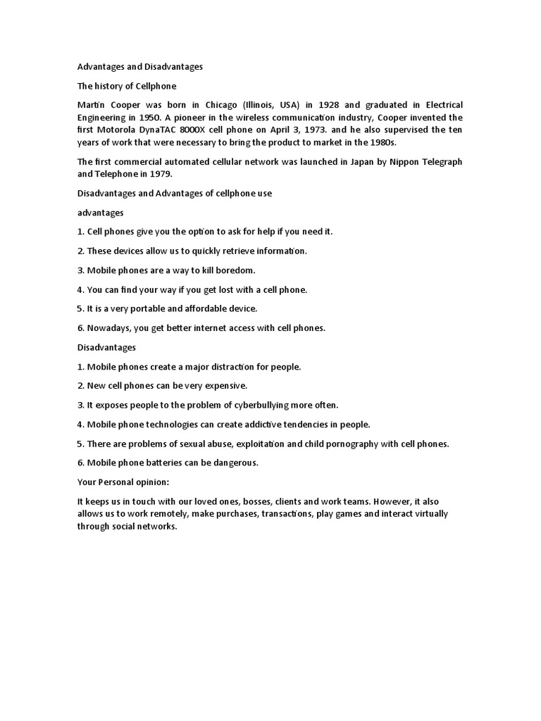 Advantages and Disadvantages | PDF