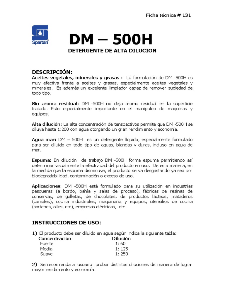 131 - Fic. Tec. DM 500-H | PDF