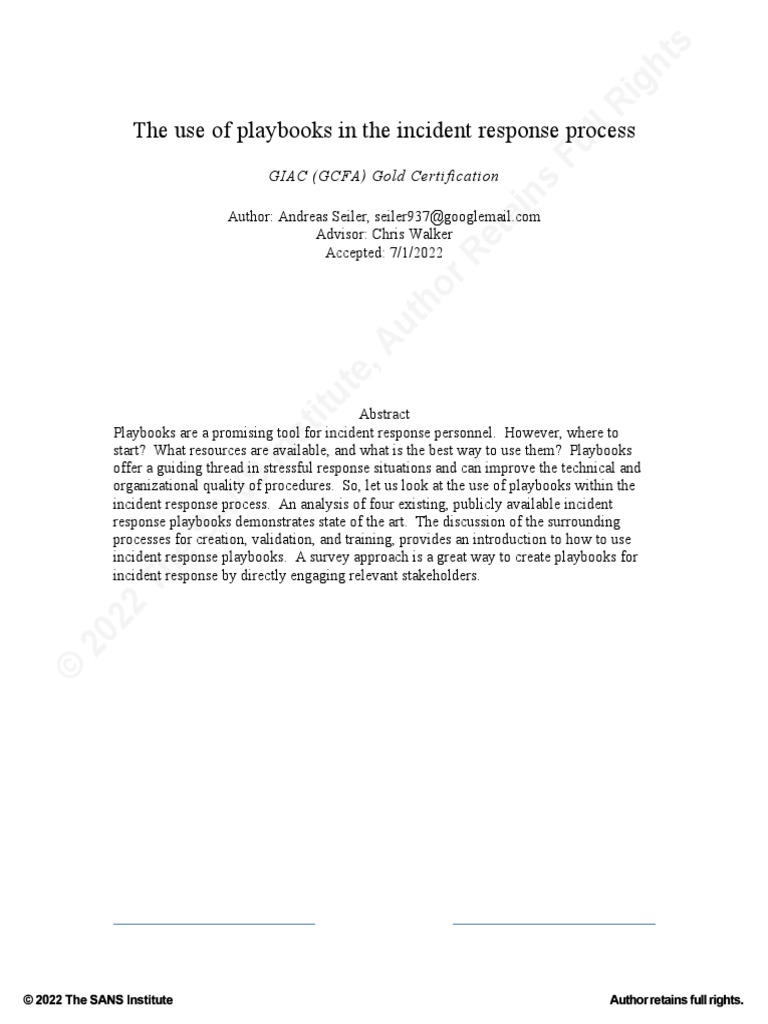 Sans Incident Response Process | PDF | Ransomware | Malware