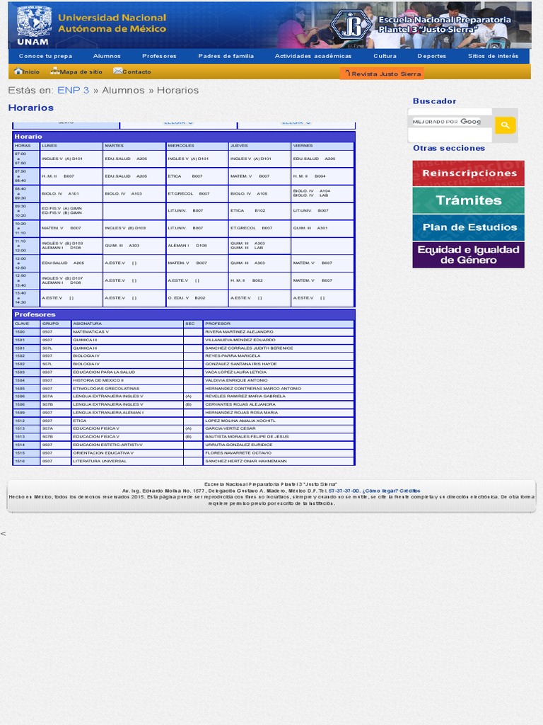 Horario ENP 3, UNAM México | PDF