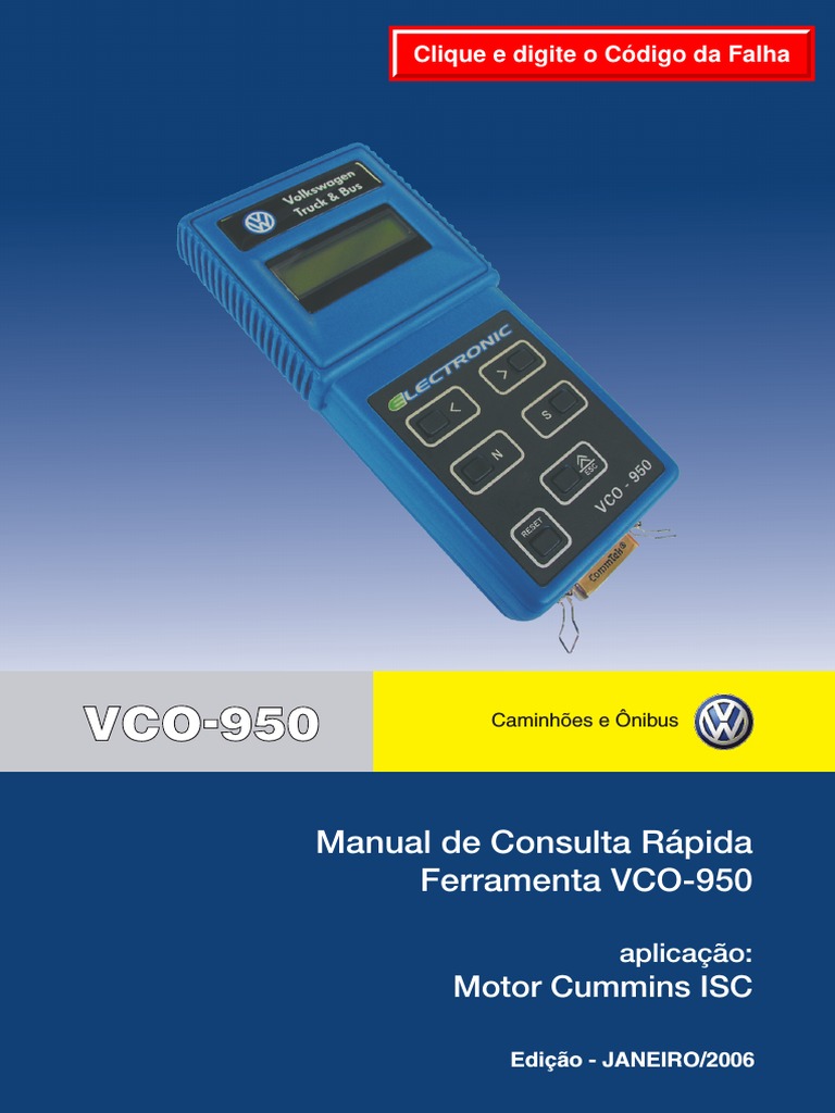 Manual Consulta Rápida VCO 950 Motor Cummins ISC | PDF | Motores | Rede elétrica