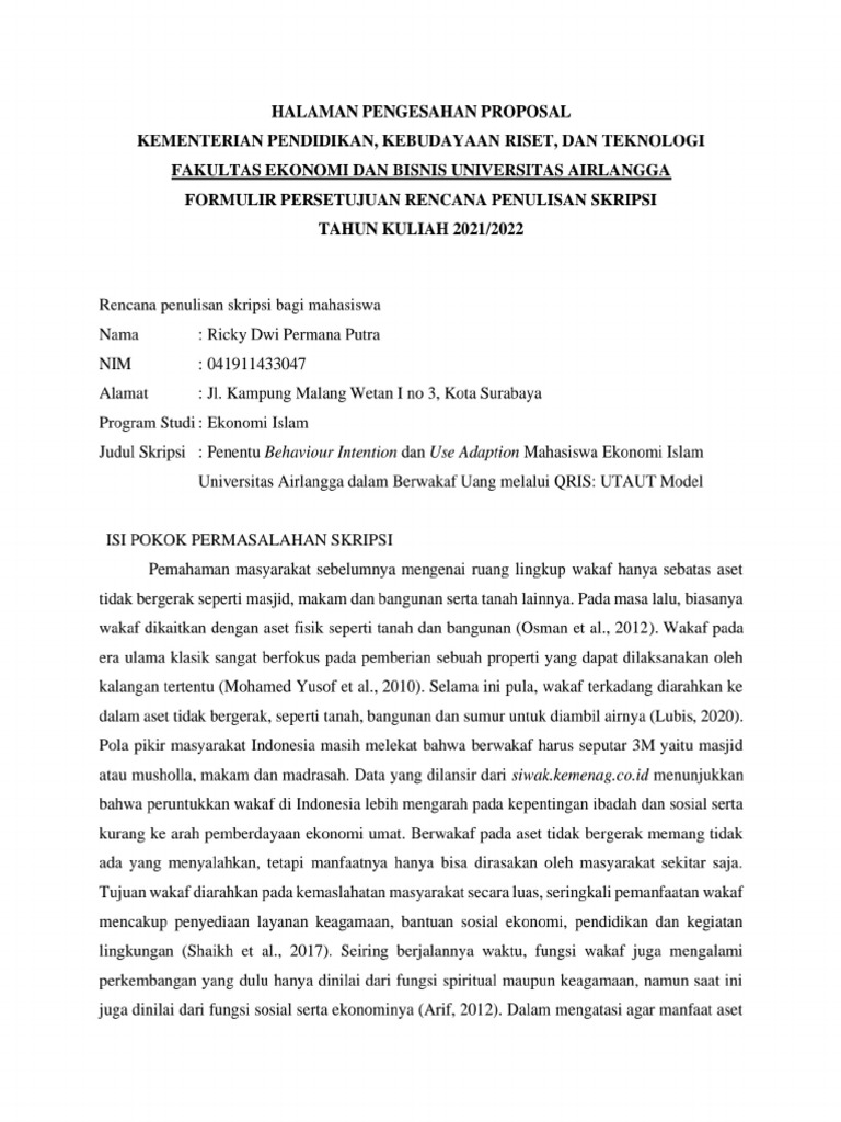 Halaman Pengesahan Proposal - Ricky Dwi Permana Putra | PDF
