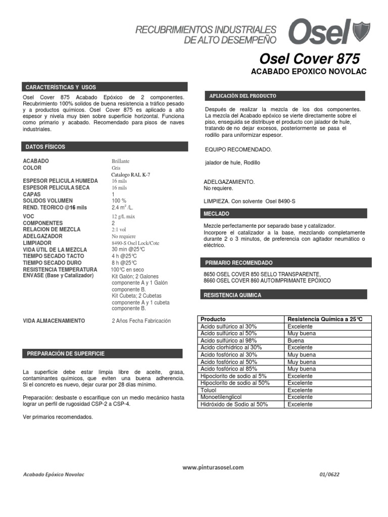 8675 Osel Cover 875 Novolac | PDF | Ciencia y matemáticas