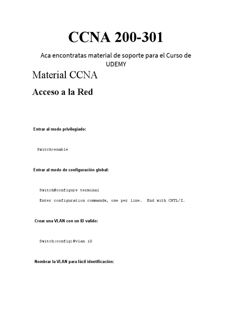 Guía Completa CCNA 200-301: Configuración de VLANs y Protocolos de Red | PDF | Dirección IP ...