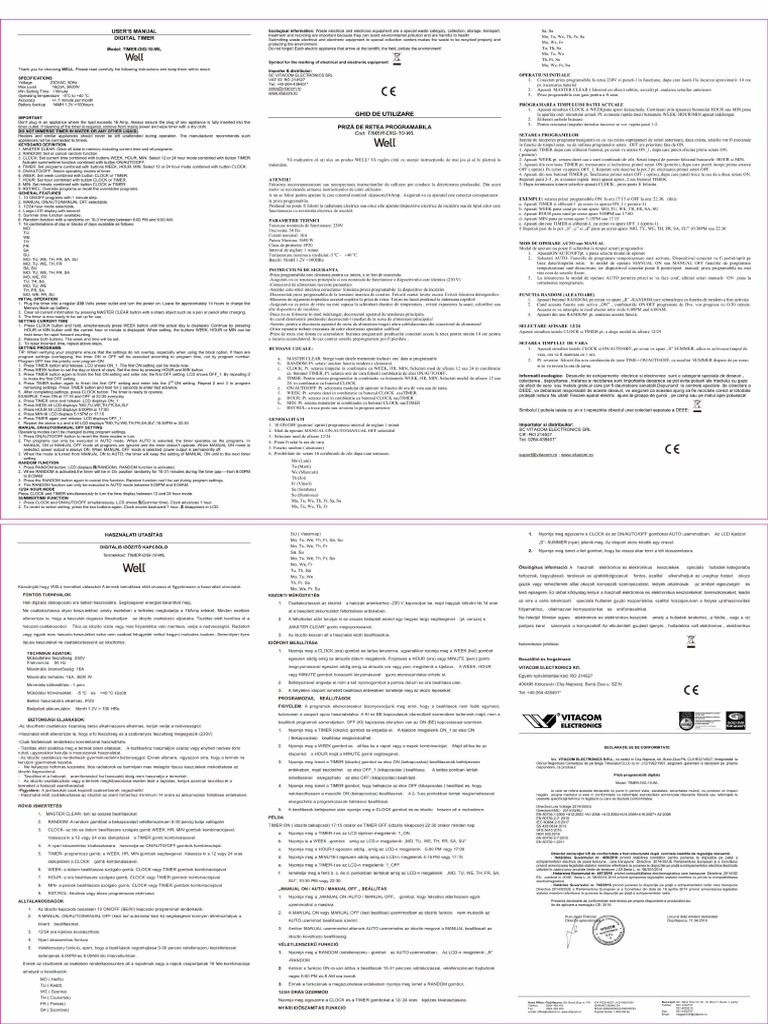 Manual Well TIMER-DIG-10-WL | PDF