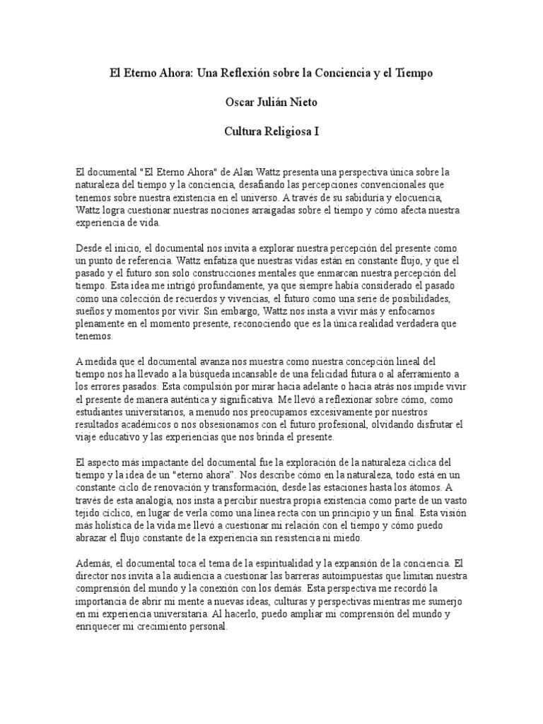 El Eterno Ahora | PDF | Filosofía | Relaciones personales, crianza y ...