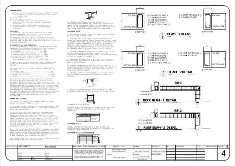 Beam - 1 Detail: Footings: Concrete Slab | PDF | Concrete | Beam (Structure)