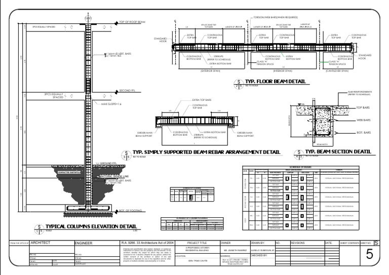 Typ. Floor Beam Detail: Top of Roof Beam Grid | PDF | Beam (Structure ...