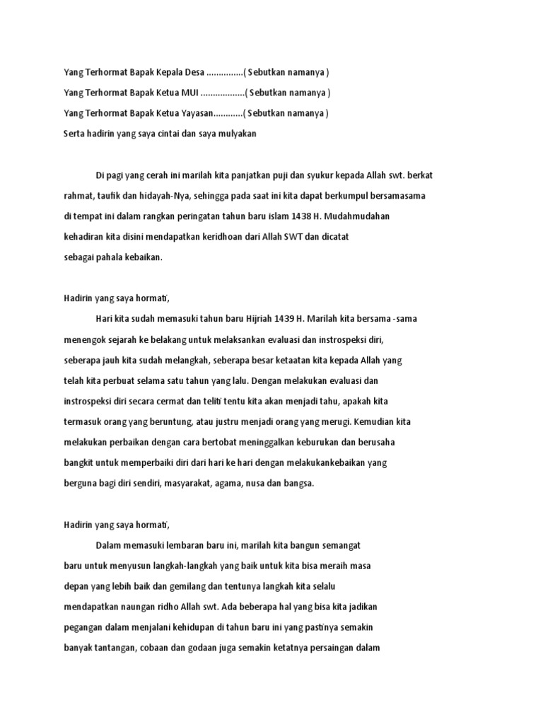 Sambutan 1 Muharram | PDF | Pengembangan Diri