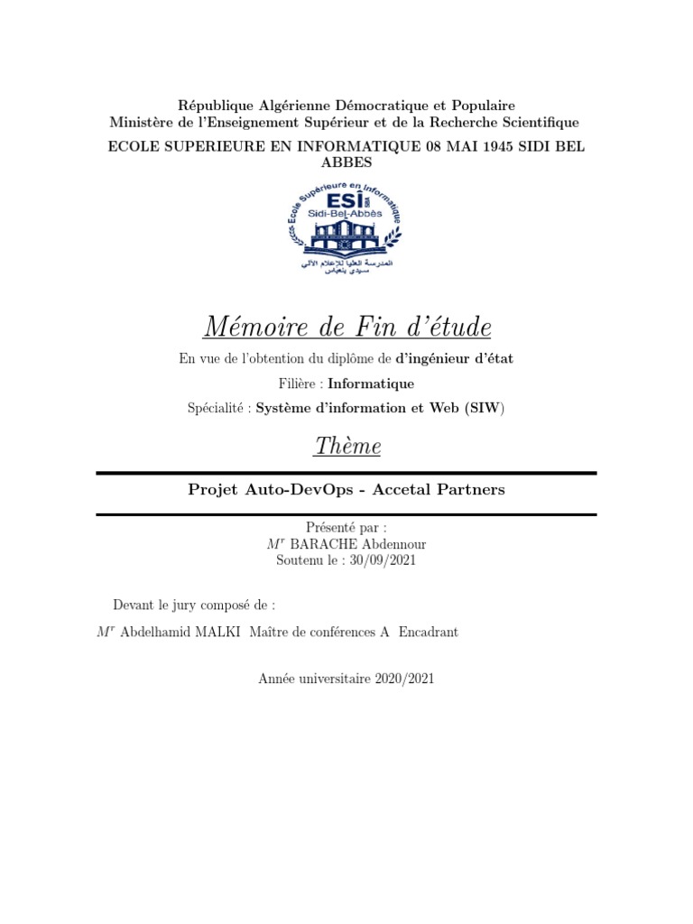 PFE - Projet - Auto - DevOps - Accetal - Partners Final-1 | PDF